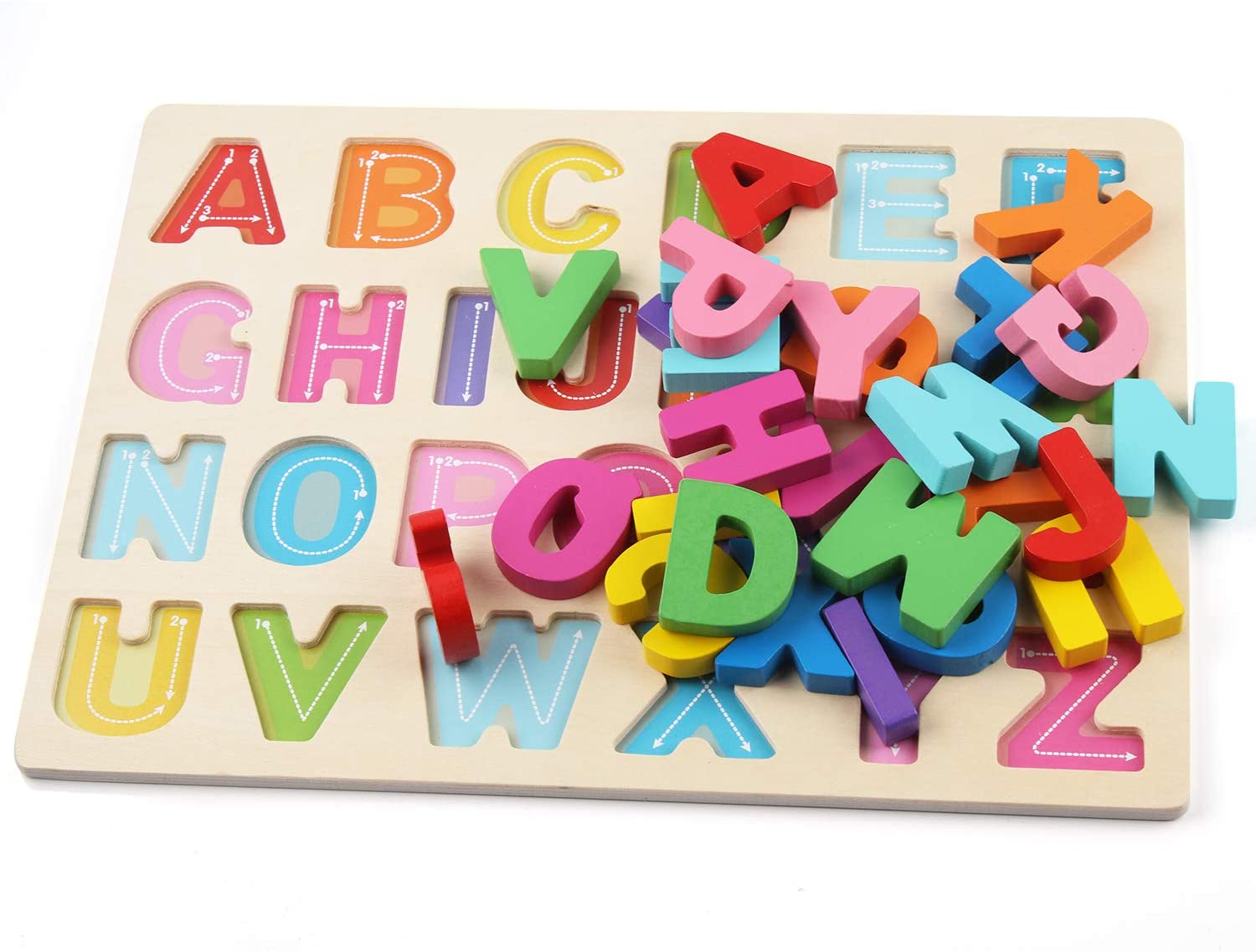 Wooden Alphabet ABC Board, Preschool Educational Montessori Toy Gift ...