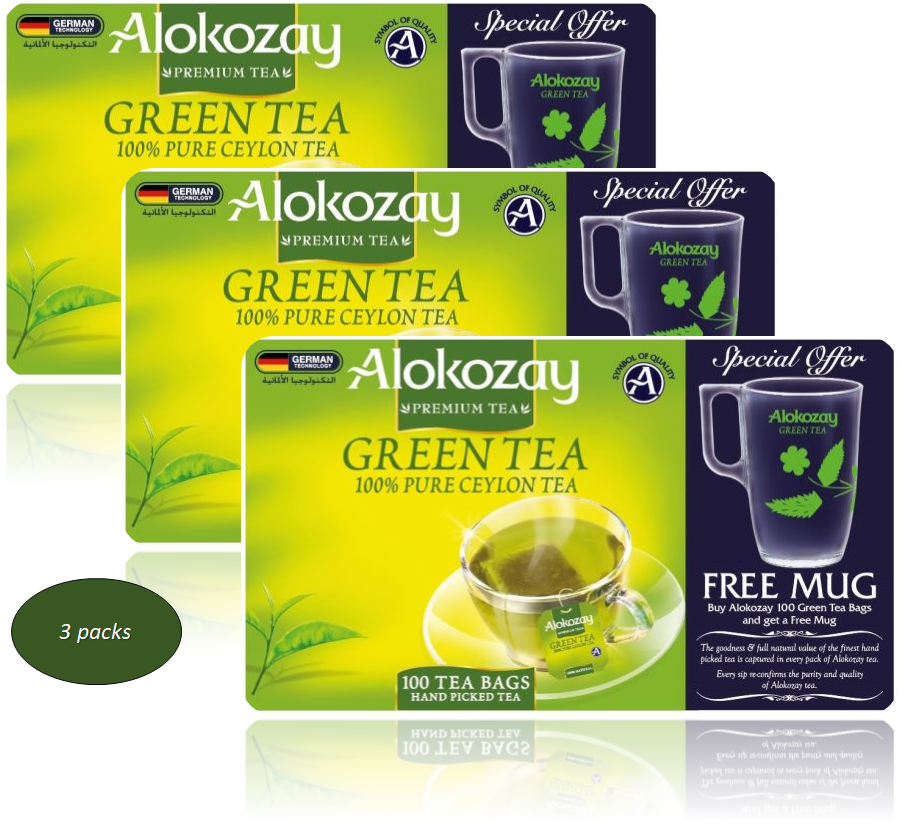 IMPORTED ALOKOZAY GREEN TEA - 300 TEA BAGS + 3 FREE MUG (IMPORTED FROM ...