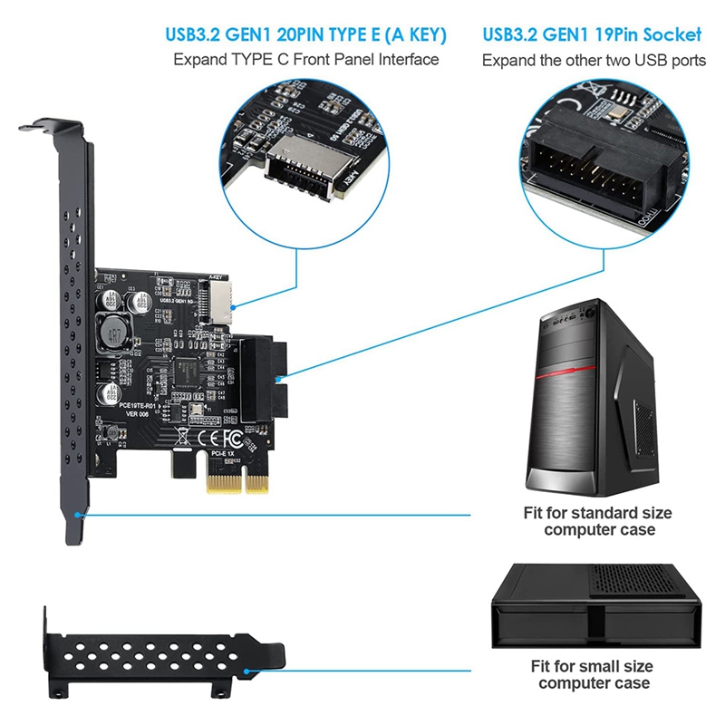 NAMUNY PCI-E 1X To USB 3.2 GEN1 5Gbps 20Pin Front Panel Header (To Type ...