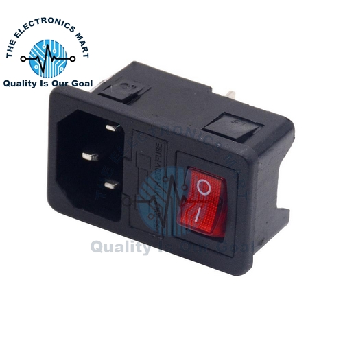 3 Pin IEC 320 C14 Inlet Male Plug Power Socket Rocker Switch With Fuse ...