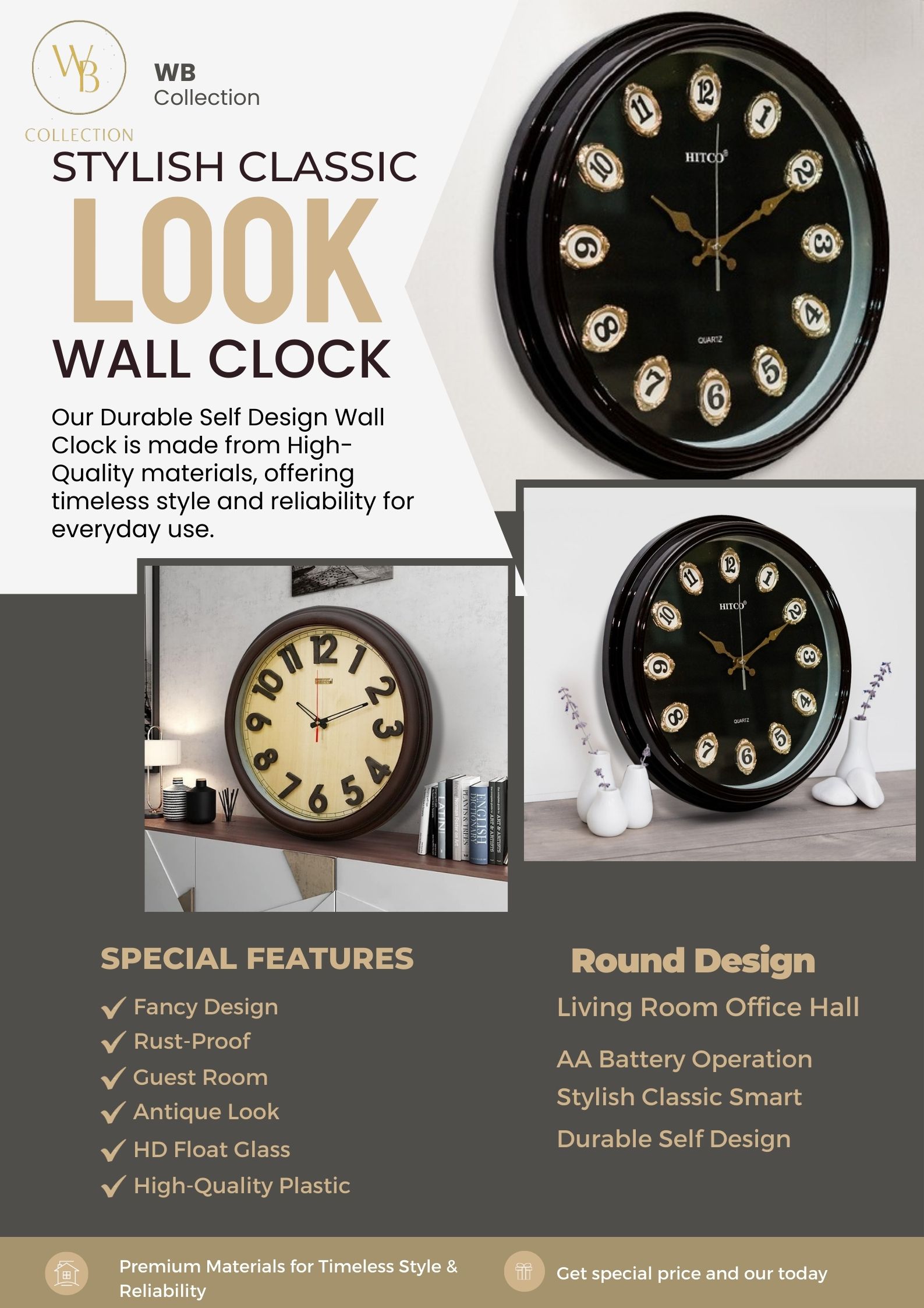 Stylish Round Wall Clocks Modern Design, Functional PRIM Clocks for ...