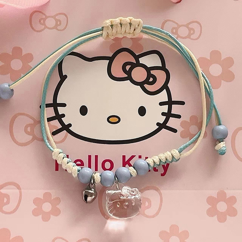 Sanrio Cartoon Cute Hello Kitty Weave Bracelet Summer Dopamine Style ...