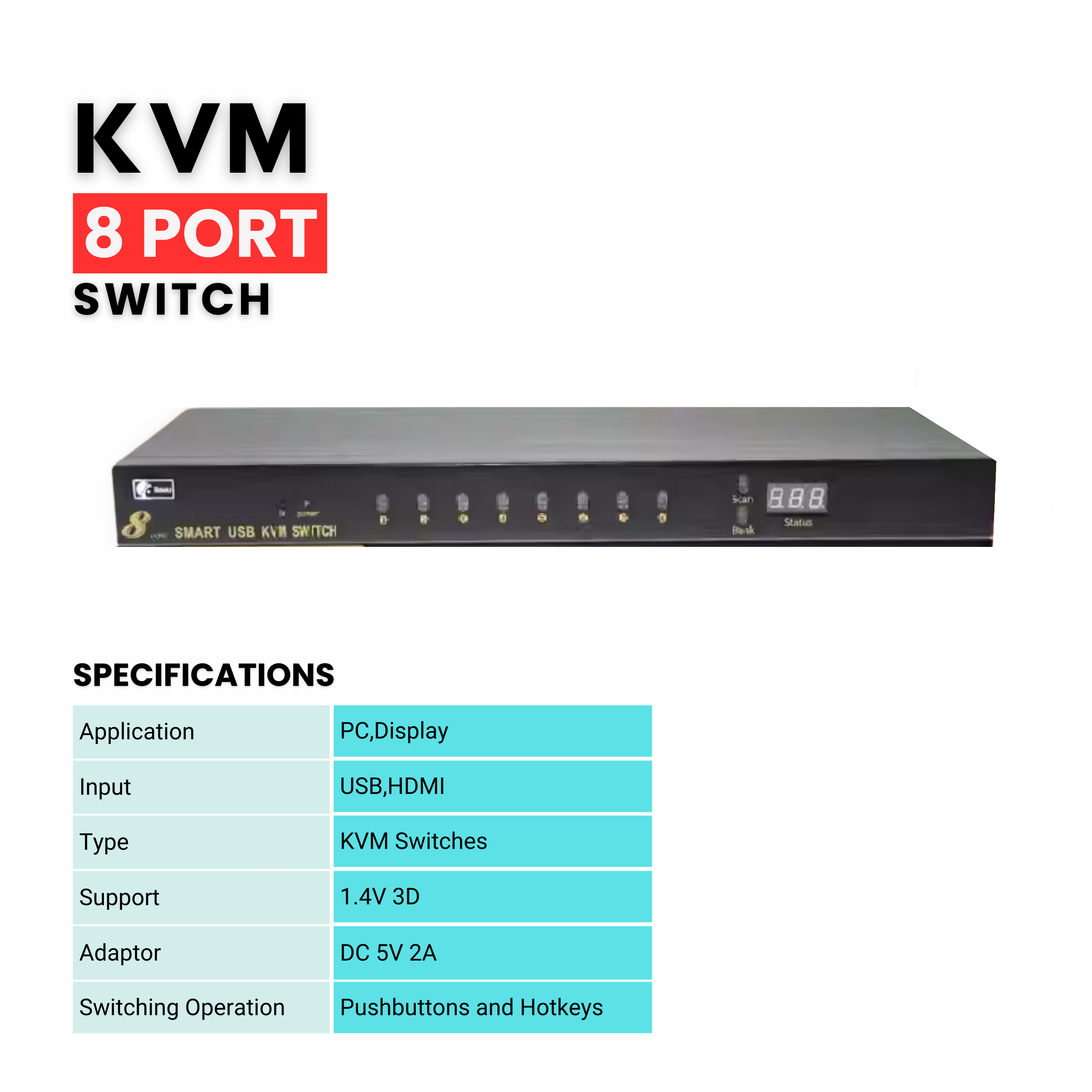 USB KVM Switch HDMI-compatible 8 Port Monitoring Sharing | MAINLY KVM 8 ...