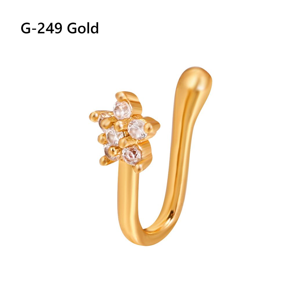 Women and Girls Crystal Nose Cuffs Fake Nose Cuff Clip-On Nose Ring ...