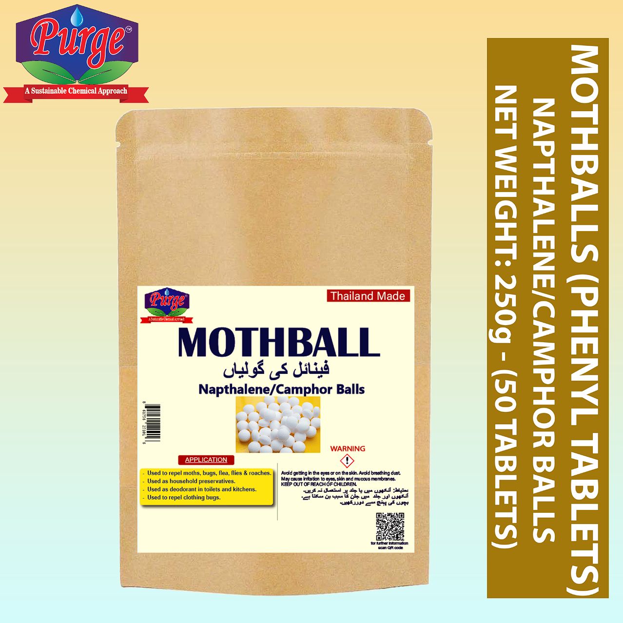 Purge Moth Balls - 50 Tablets - Naphthalene Balls - 250g - Phenyl ...
