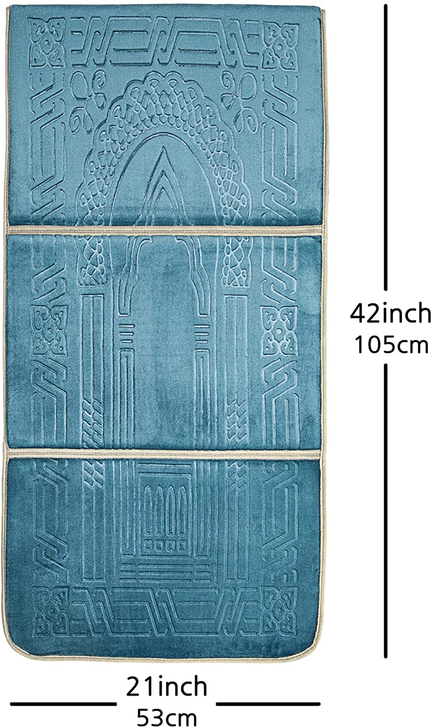 Sky Blue Foldable Baithak Prayer Mat / Imported Janamaz with Back Rest ...