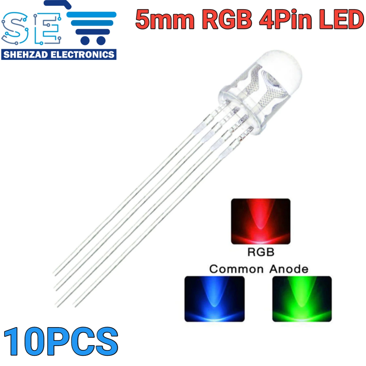10PCS 5/10 mm LED Fast/Slow RGB Flash Red Green Blue Rainbow Multi ...