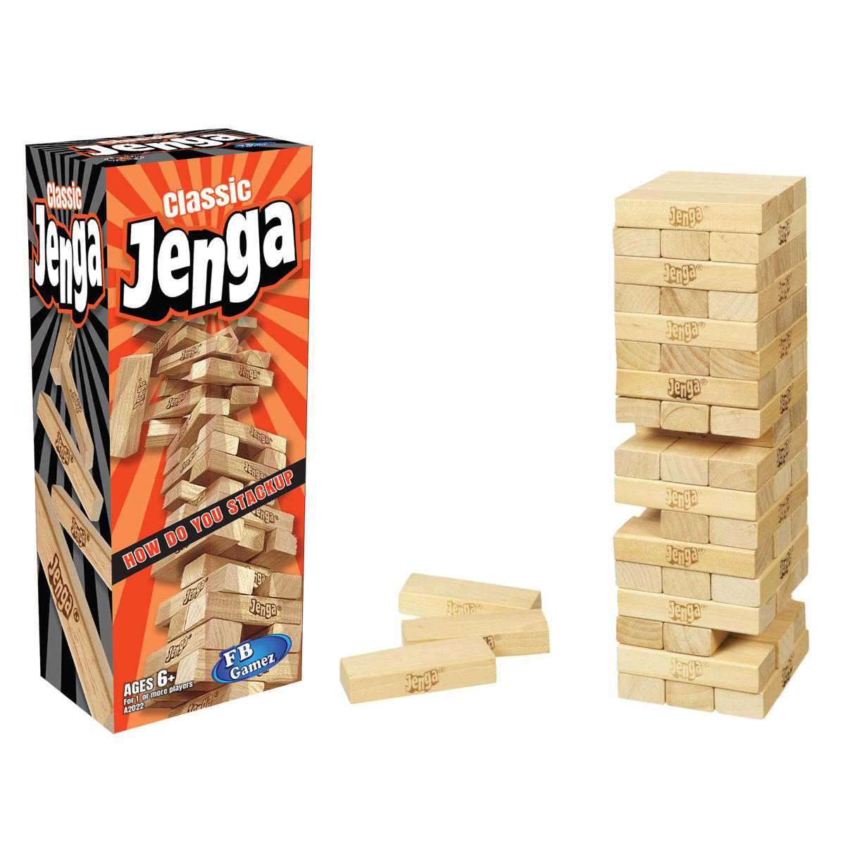 JENGA Classic Jenga Wooden Stacking Tower Board Game for Kids & Adults ...