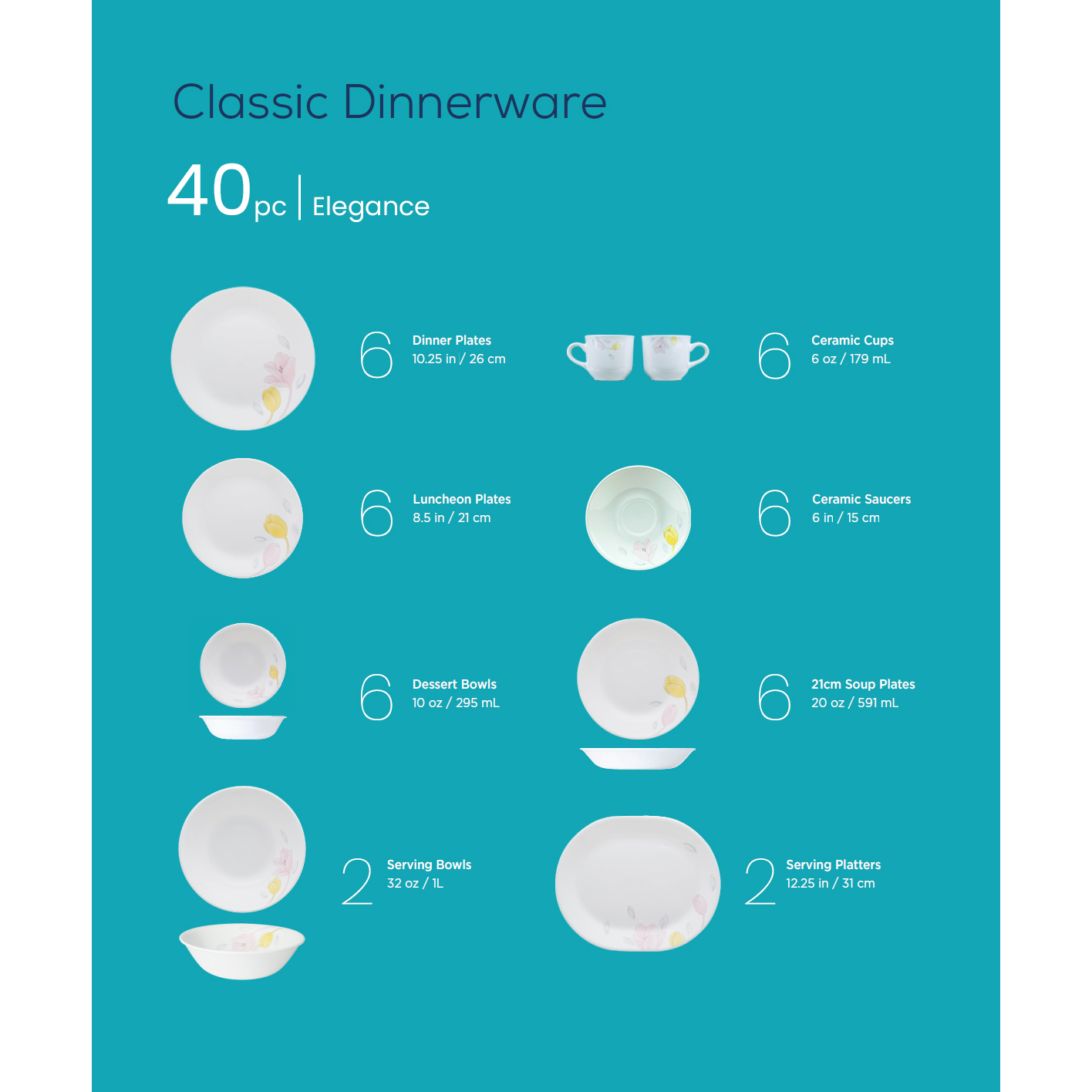 Corelle Essential Series 40-piece Dinner Set - Elegance | Daraz.pk