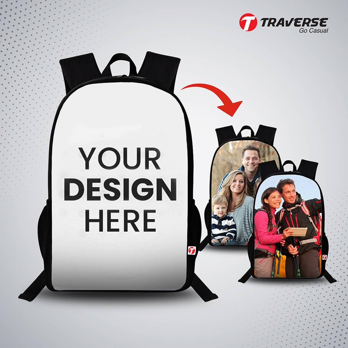 Traverse Customized Digital Backpack ,Large Bag with Dual Compartments ...