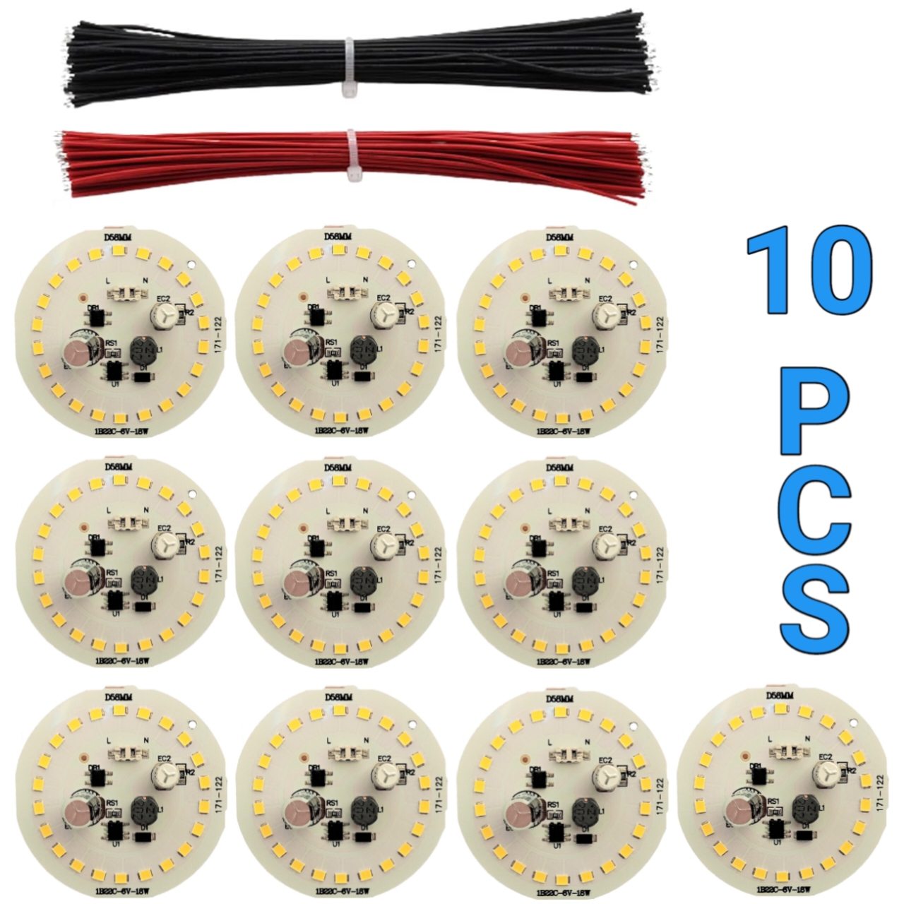 10PCS 18W LED Bulb Lamp Capacitor Chip With Wires White DOB AC 220V ...
