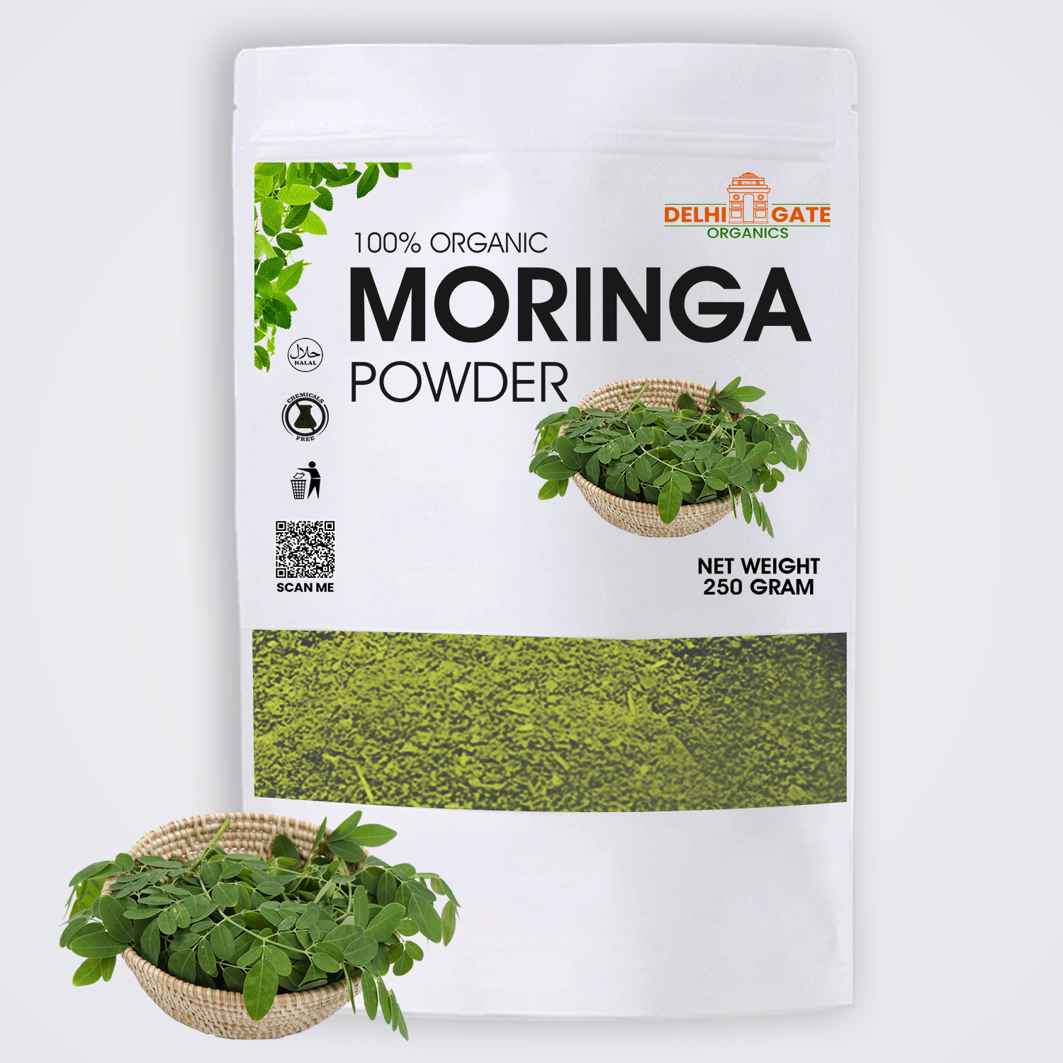 Organic Moringa Leaf Fine Powder / Drumstick Tree Leaves Powder 100g ...