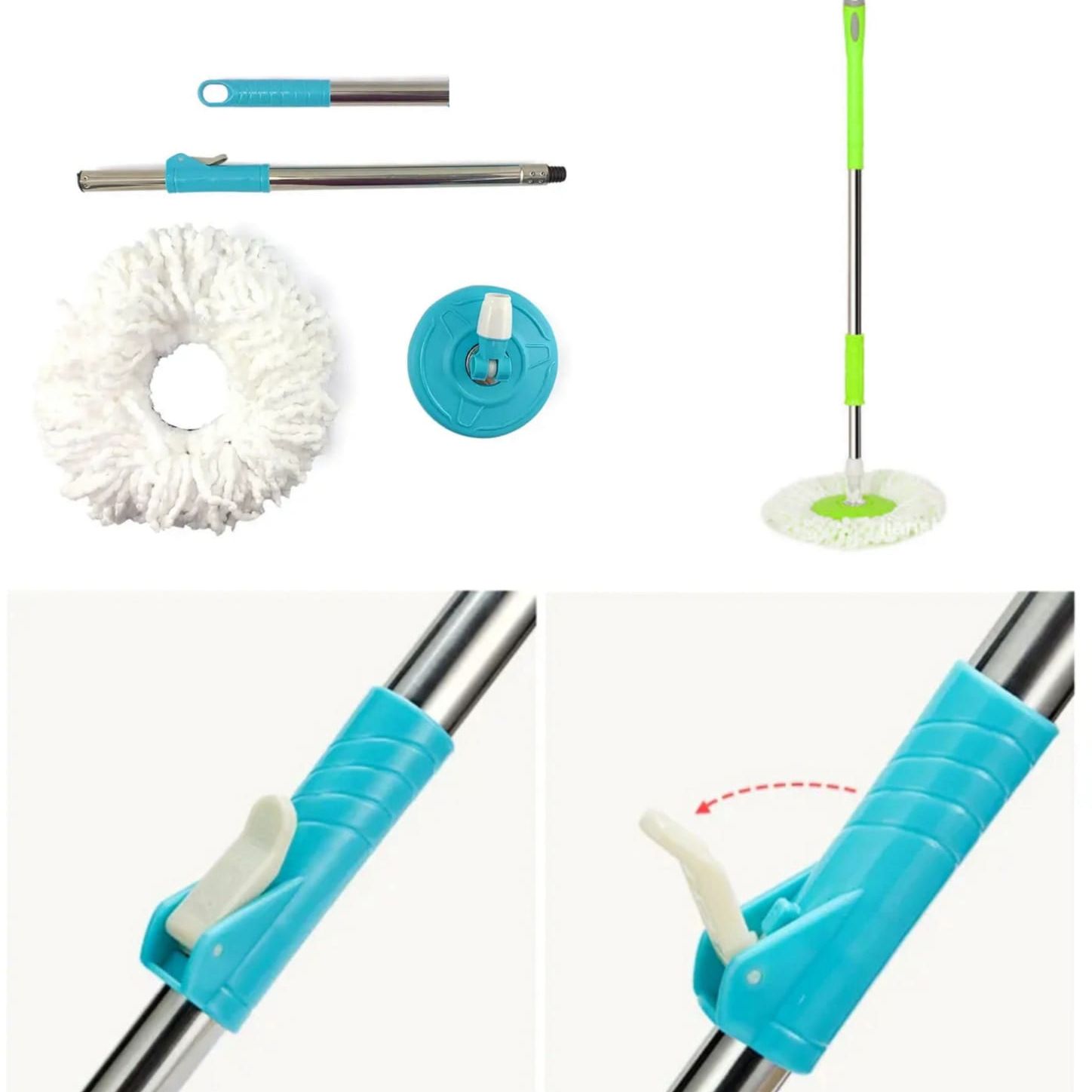 Spin Mop 360 Degree Rotating Mop Head and Mop Stick With Mop Refill 360 ...