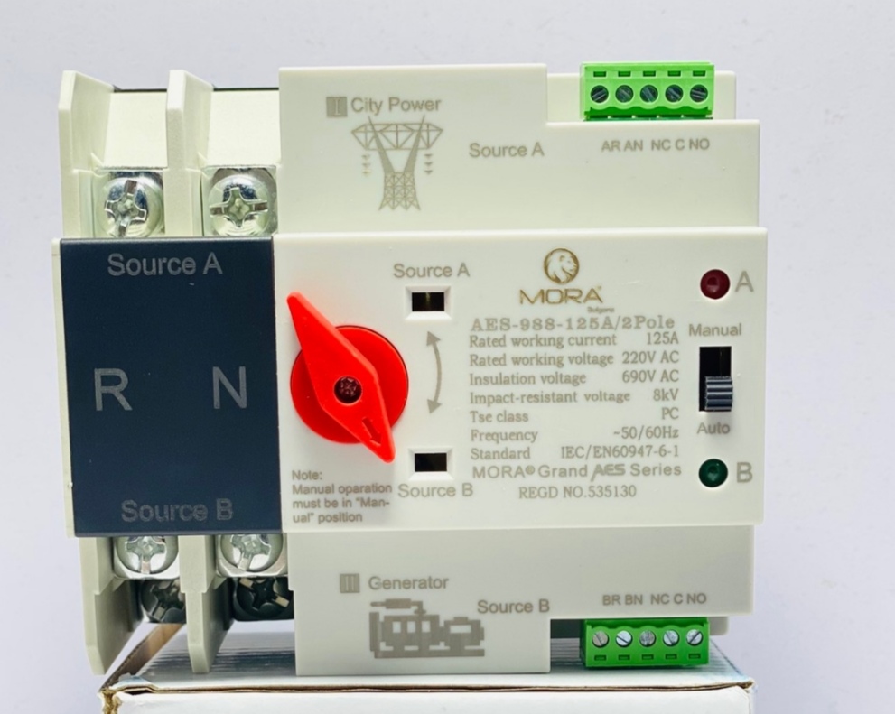 MORA Single Phase Din Rail ATS 220V Dual Power Automatic Transfer ...