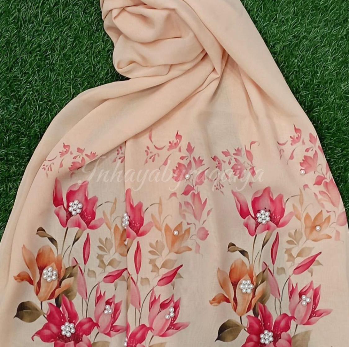 Digital Single Border Hijab 🧕 Luxury Georgette Hijab Stoles Scarves for ...