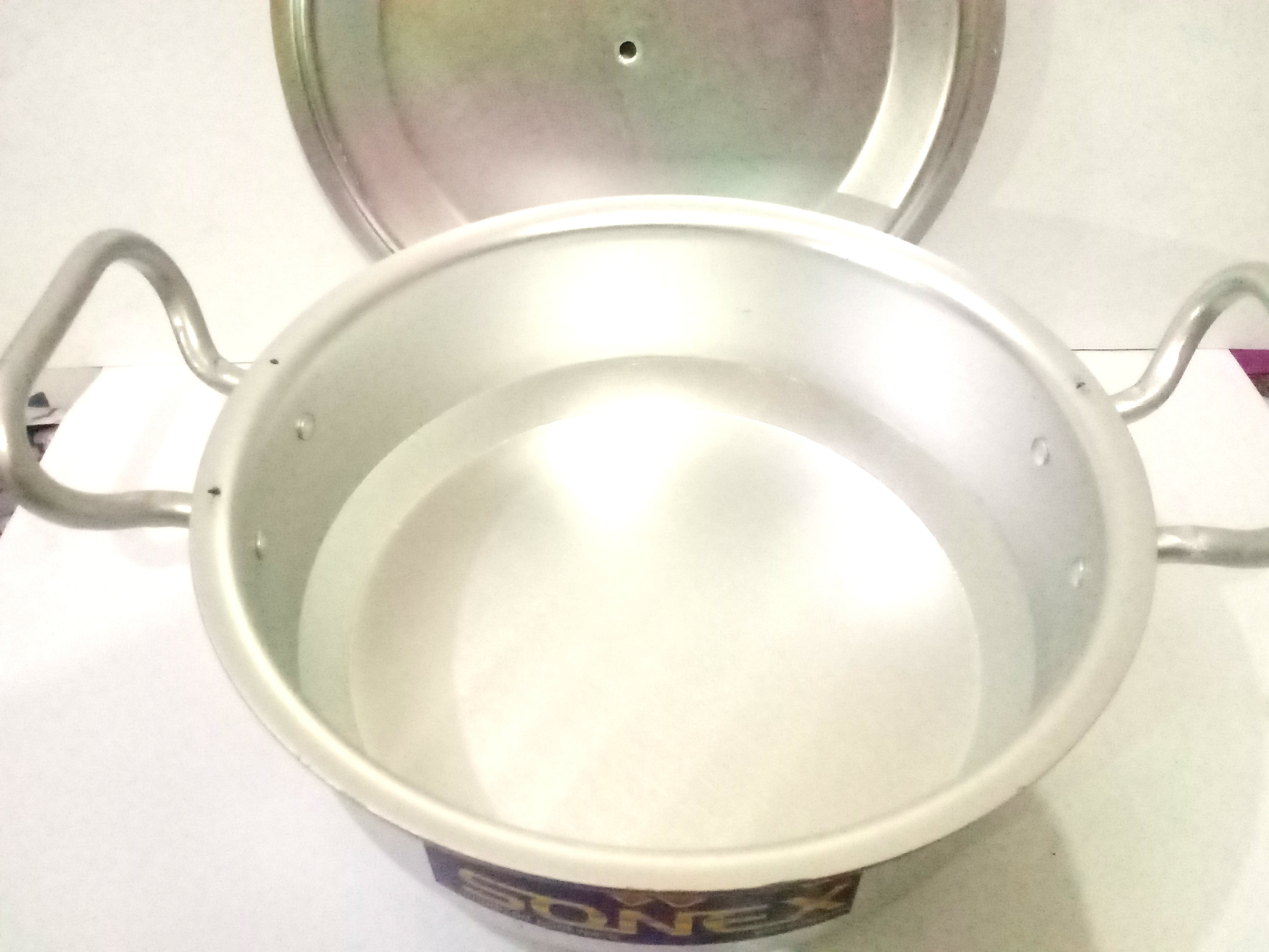 100% Orignal SONEX Cooking Flate karahi Pot - Anodize (Silver Steel ...