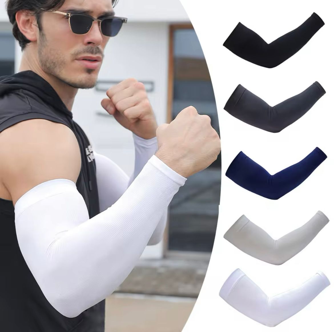 Summer Ice Silk Sunscreen Sleeve Covers For Men Loose-fit Ice Sleeves ...