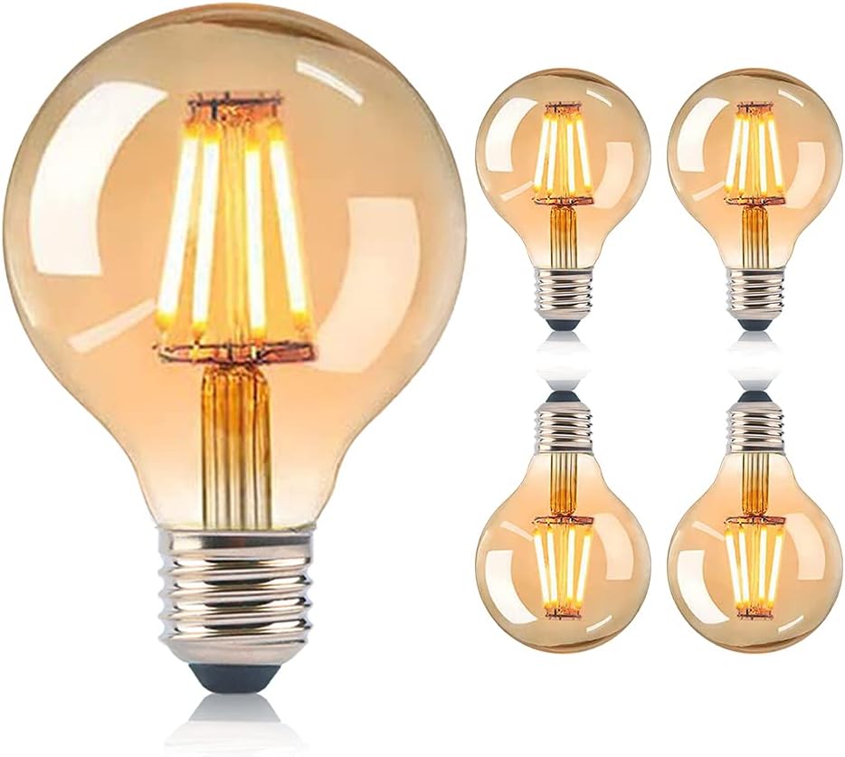 Vintage LED Edison Bulbs 4W, Antique Style G80 LED Filament Bulbs with 80+ CRI, E27/E26 Base ...