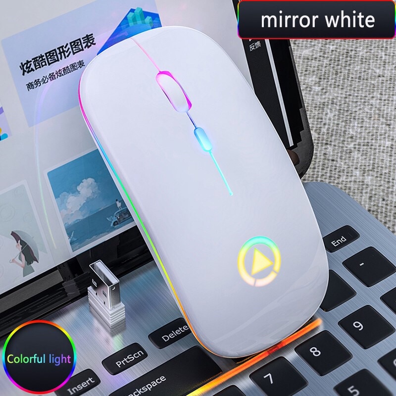 Wireless Mouse Bluetooth RGB Rechargeable Mouse Wireless Computer ...