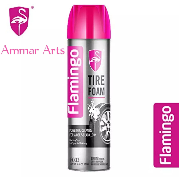 Flamingo Tire Cleaner Spray Foam(650ml).Foam Cleaner, Deep Cleaning Leather, Carpate, Tyre ...