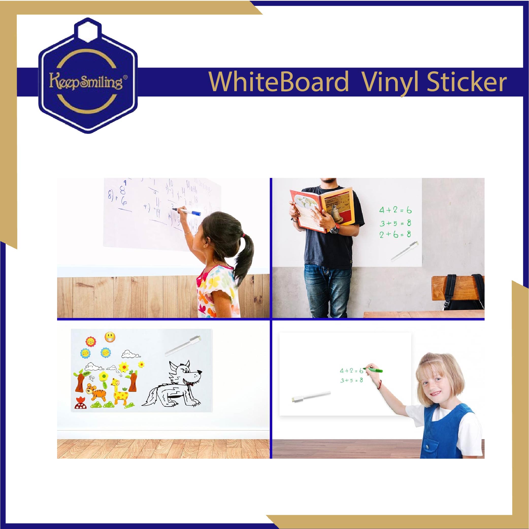 Keep Smiling Dry Erase Whiteboard Sticker Vinyl Sticker, Self-adhesive ...