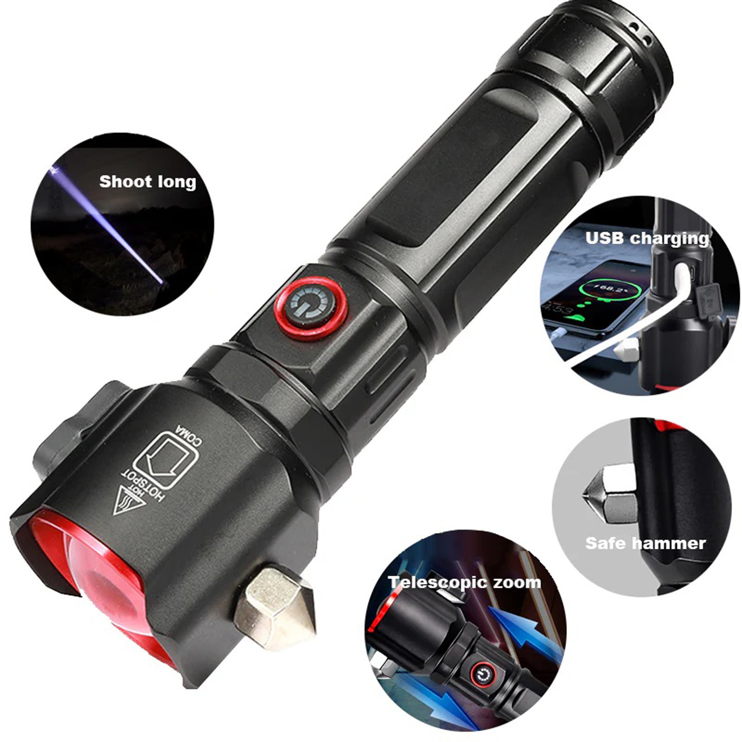 USB Rechargeable Zoomable LED FLASHLIGHT TORCH - Original 1KM Range ...