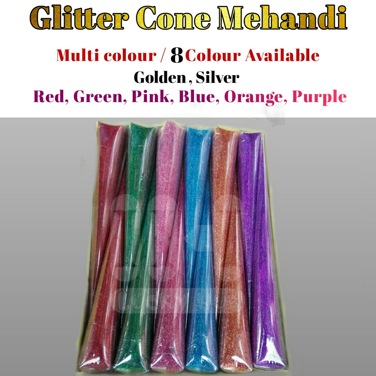 Pack of Glitter Mehndi cone available in different 8 colours | Daraz.pk
