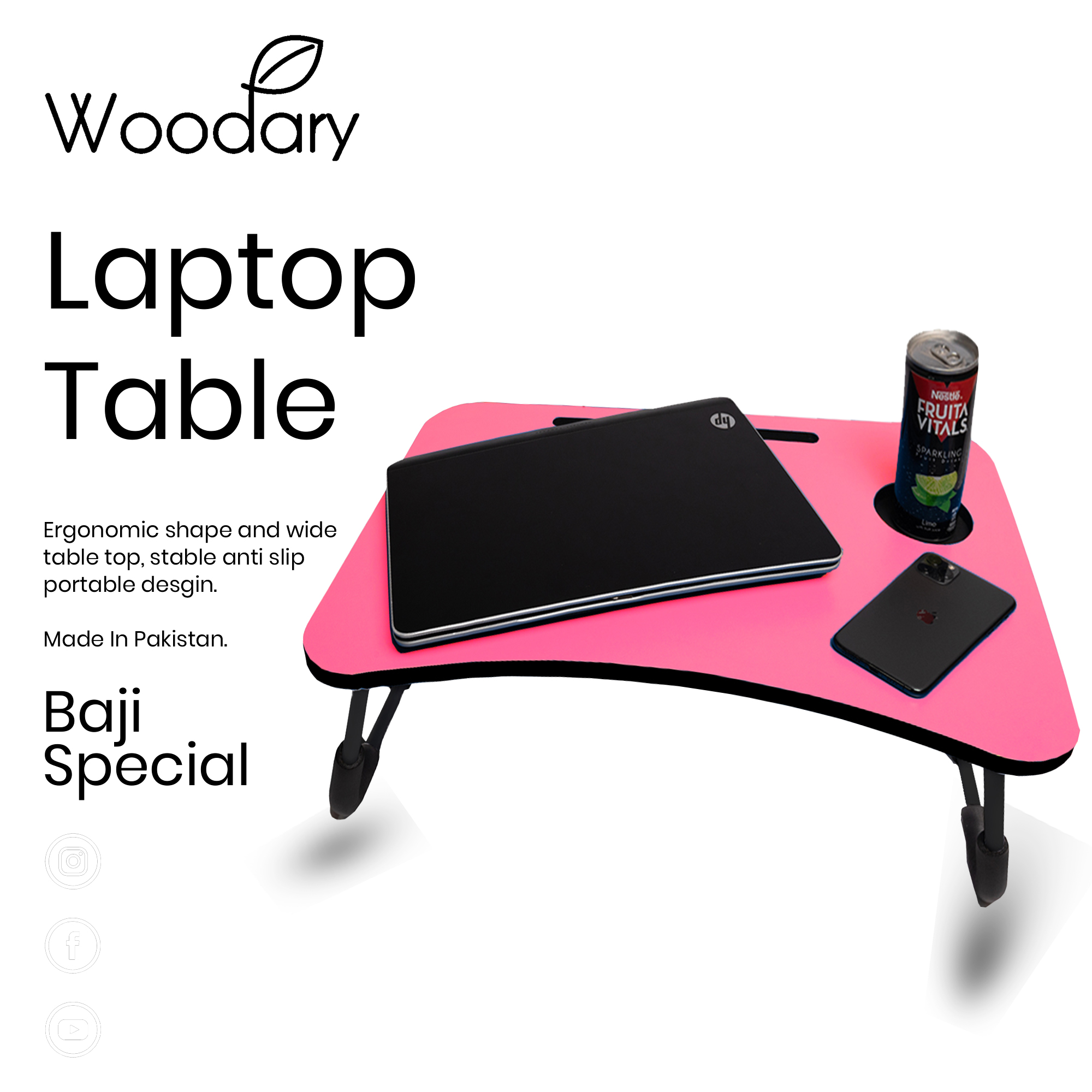 Woodary Laptop Table Stand Foldable Dormitory Ergonomic Portable For ...