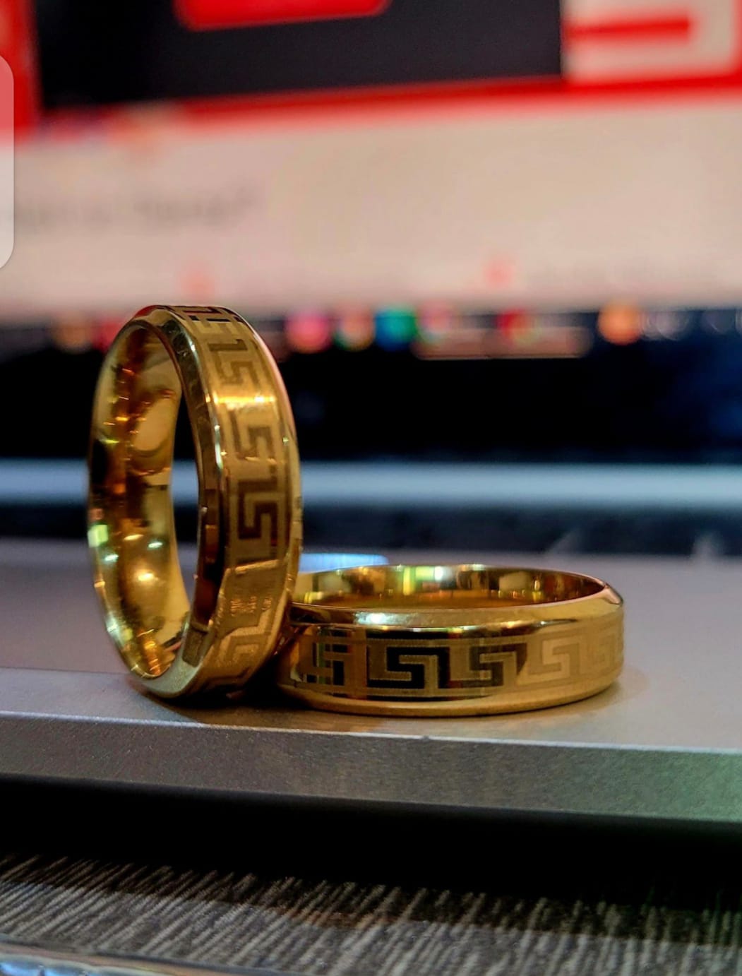 Golden TITANIUM Heavy Metal Ring for Men & Women-Golden Challa for Men ...