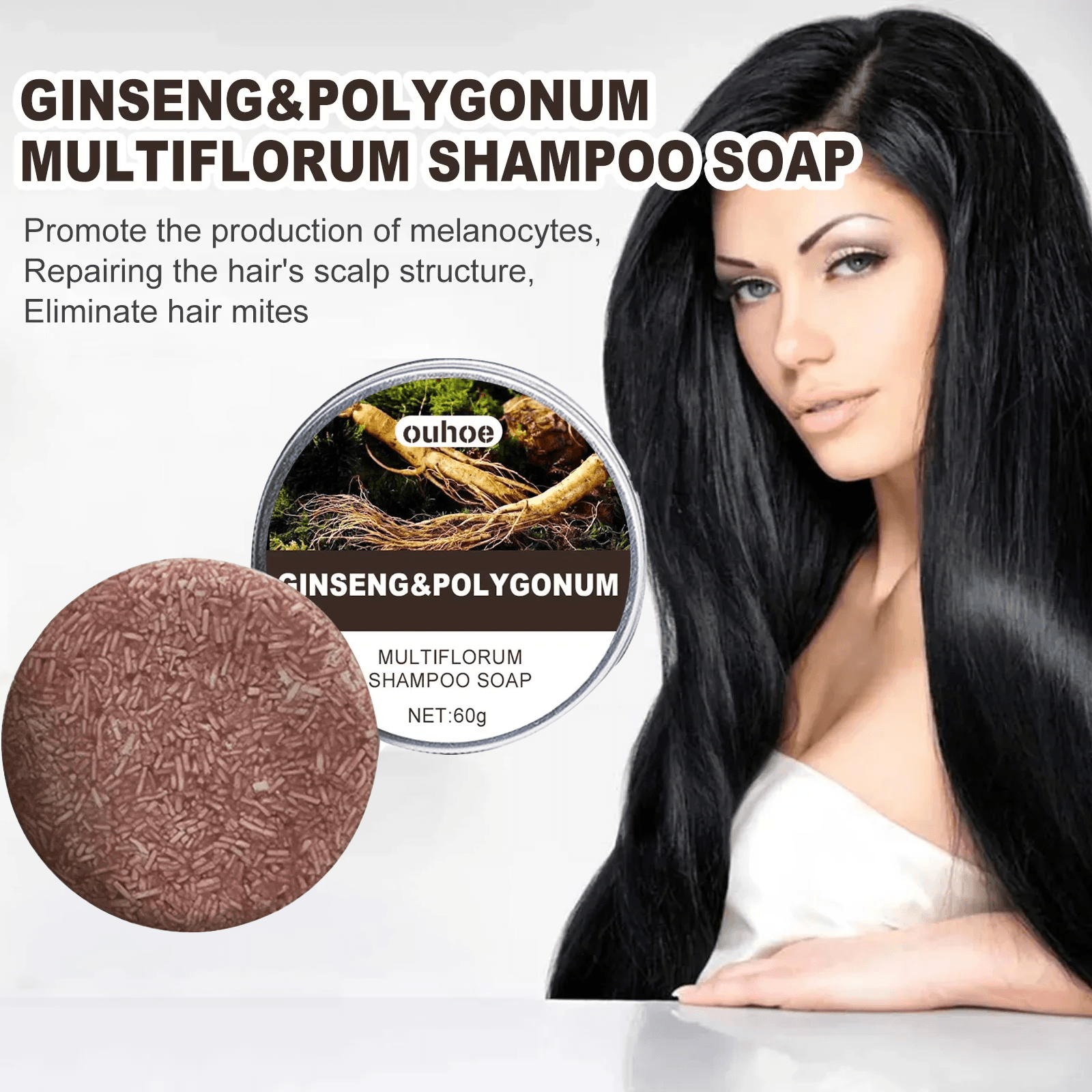 Hair Darkening Shampoo Bar Repair Gray White Color Dye Cleaning Anti ...