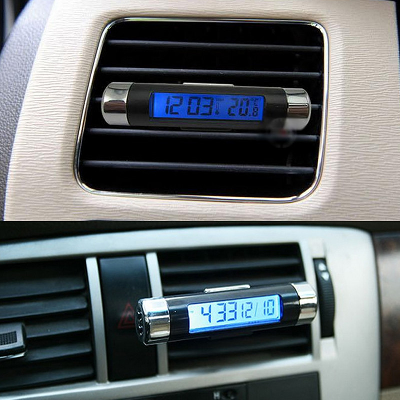 Car Auto LCD Display 2 in 1 Digital Clock Thermometer Time Monitor ...