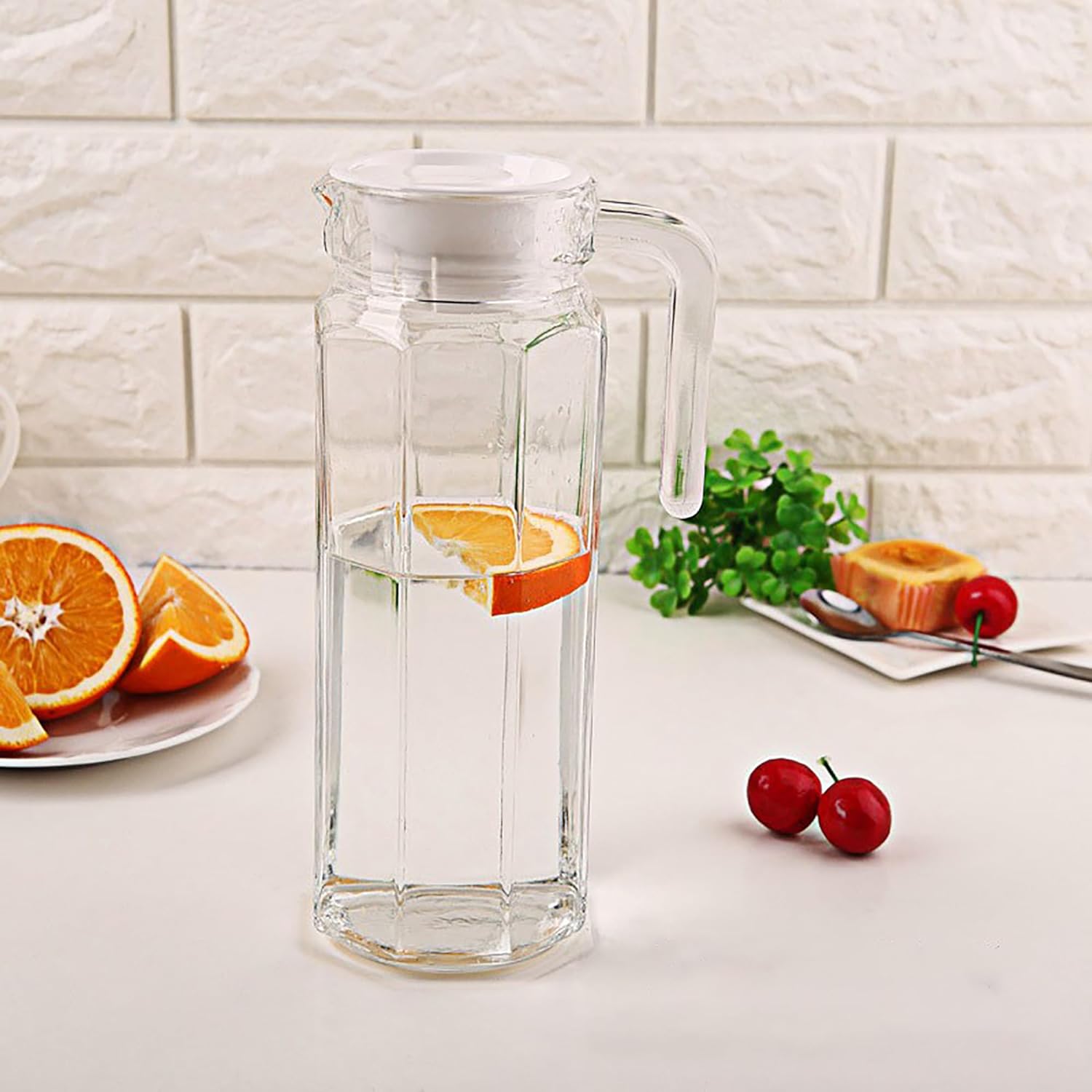 GLASS PITCHER 1.1 LITER Jug with lid 1.1 LITER Premium Water and Juice ...