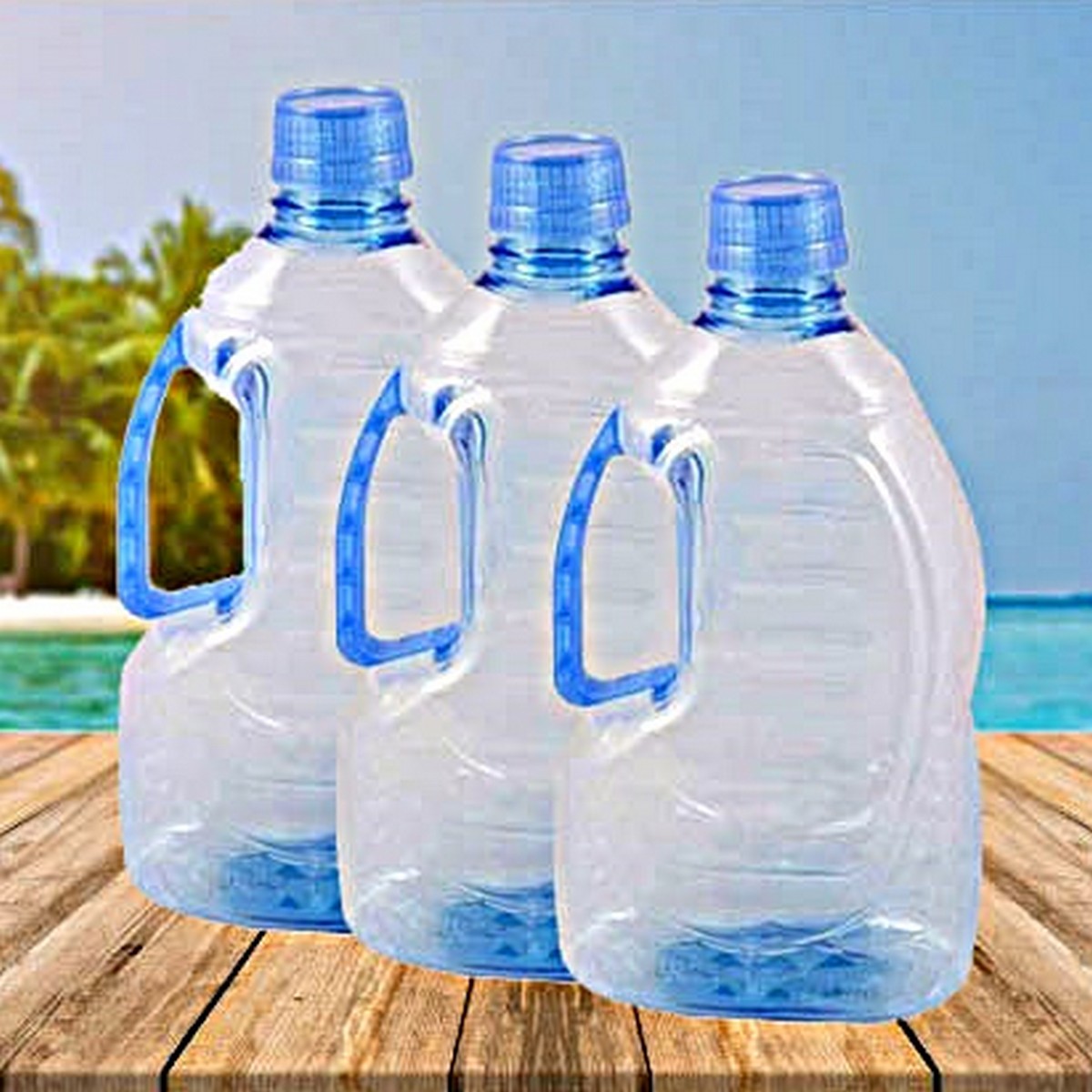Pack of 3 Fridge Water Bottle With Handle Multipurpose Use 750ml each ...