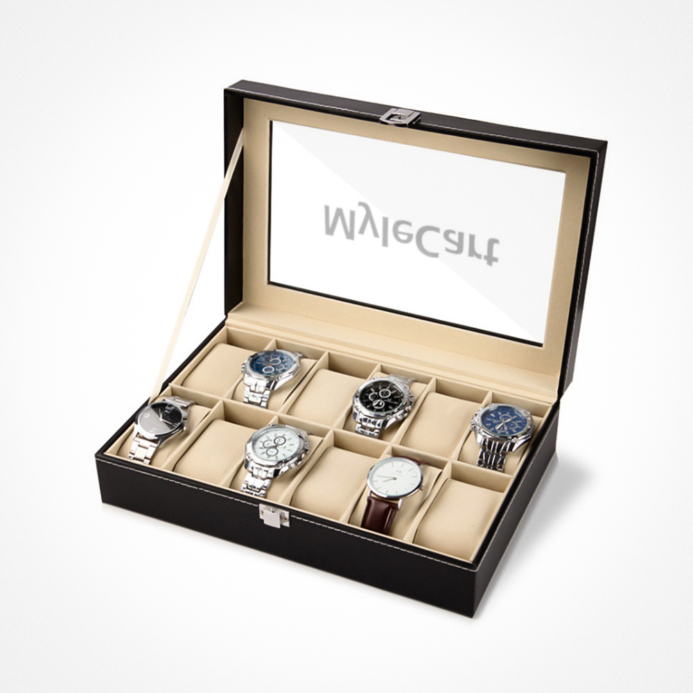MyleCart 12 Slots Smart Watch Box PU Leather Watch Display Case Storage ...