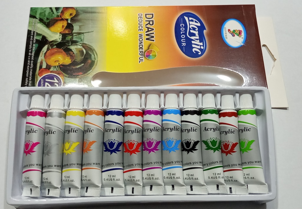 Acrylic Painting Colors Draw Acrylic Paint Set 09 ml Pack of 12 Pcs ...