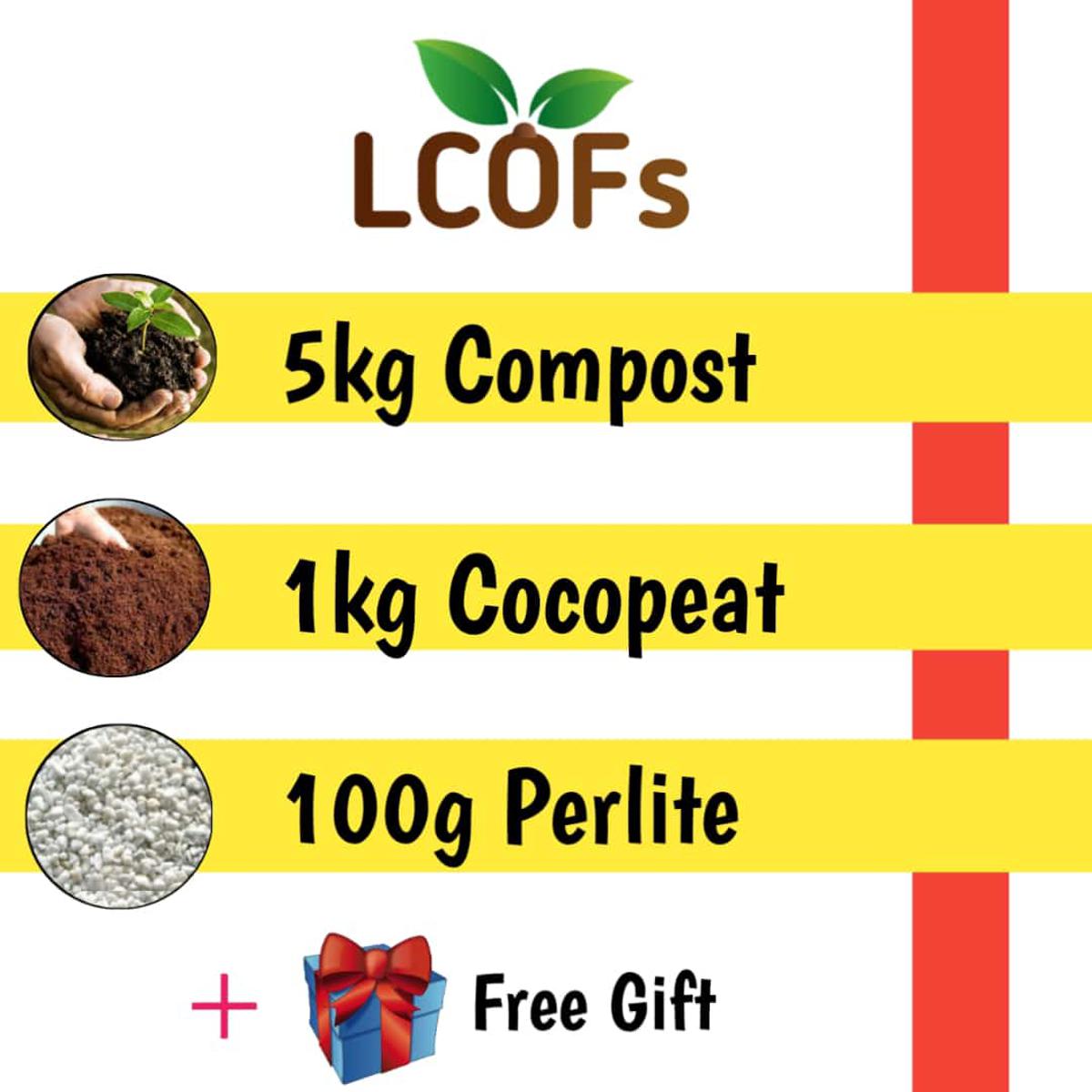 Pack of 3 , 5kg organic compost , 1kg cocopeat and 100g perlite and ...