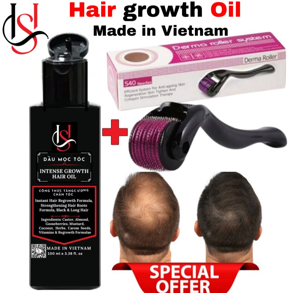 Hair growth oil with Derma Roller Hair System - Hair growth oil - Made ...