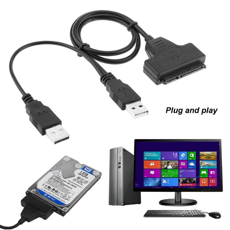 Hard Disk Cable USB 2.0 SATA 7+15pin To USB 2.0 Adapter Cable For 2.5 ...