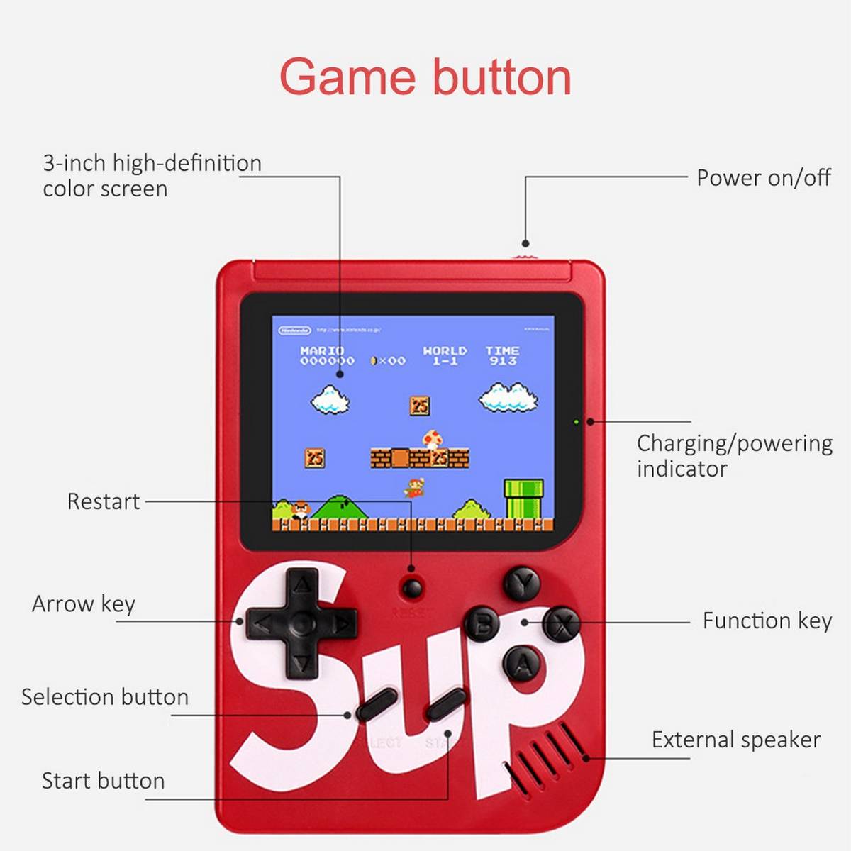 Sup Game Box 400 In 1 Mini Portable Gameboy 3 Inches Large Screen 400 ...