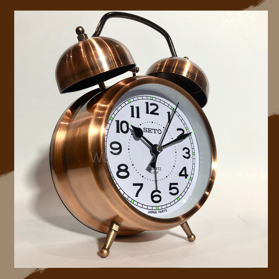 Loud Twin Bell Alarm Clock Battery Operated Silver Round Shape with ...