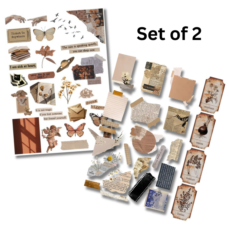 Brown journaling stickers set, vintage sticker for journaling, Qoute ...