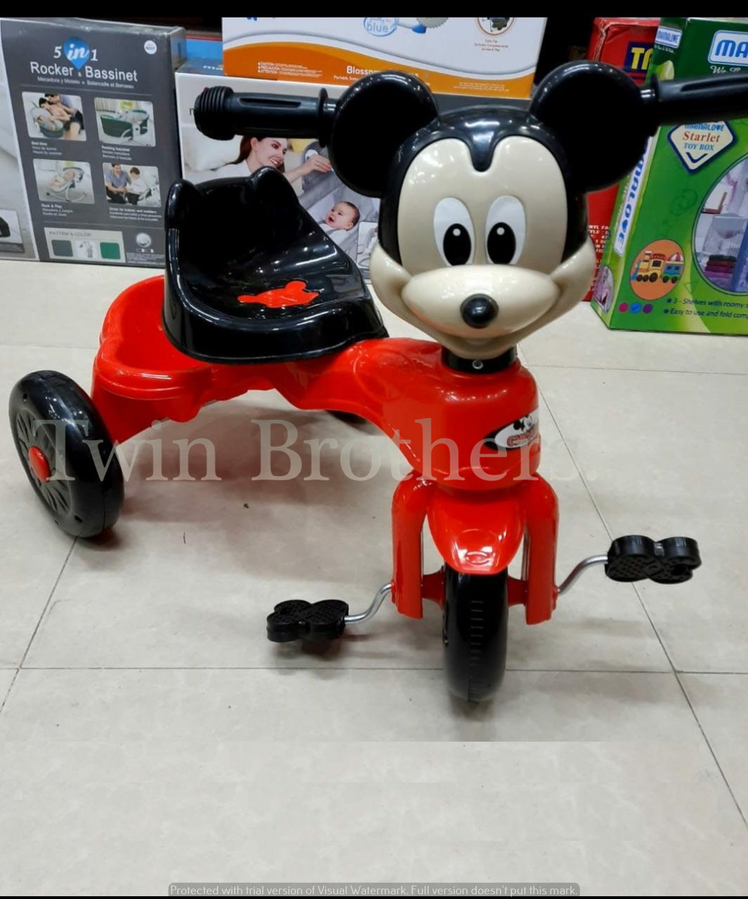 Kids Mickey Mouse Cartoon Design Tricycle with Back Basket & Lights ...