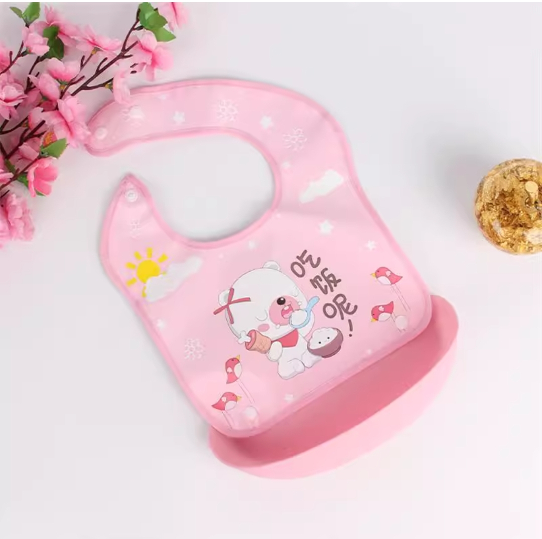 Baby Feeding Bib Waterproof Baby Bib With Catcher Plastic Bibs Eating ...