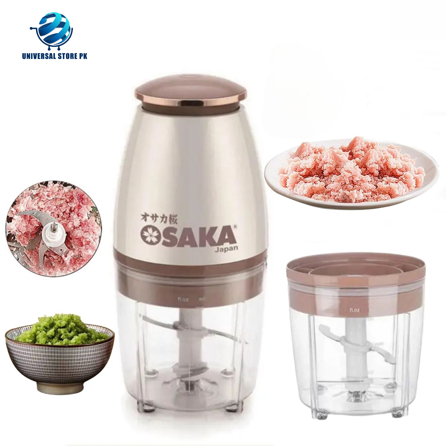 Electric Vegetables & Meat Chopper 1Liter - 4 Blade Stainless Steel ...