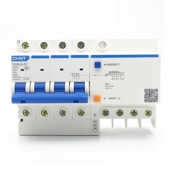 CHINT RESIDUAL CURRENT OPERATED CIRCUIT BREAKERS NXBLE-63 4 POLE 63 AMP ( RCBO ) | Daraz.pk