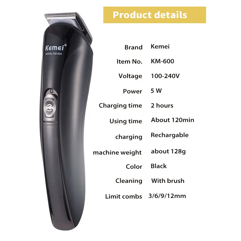 Kemei KM 600 11 in 1 Grooming Kit | Rechargeable Hair Clipper And Trimmer Set with Adjustable ...