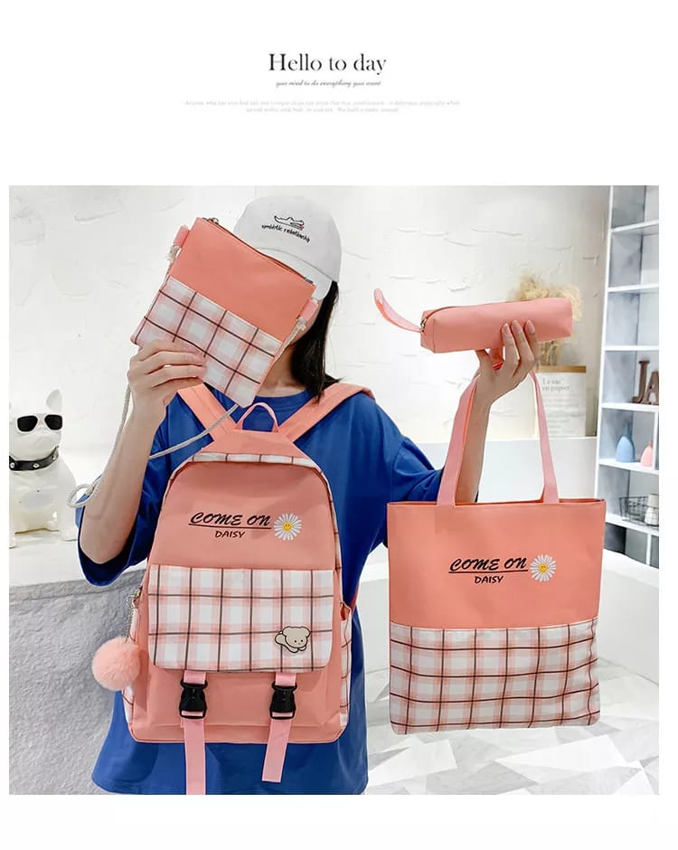 4IN1 SAT Women Backpack For Teenage Girls College Student Kids Book Bag ...