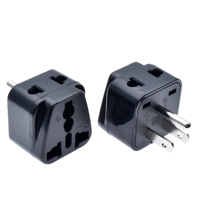1 TO 2 American European Universal Travel Plug Adapter AU KR EU to US ...