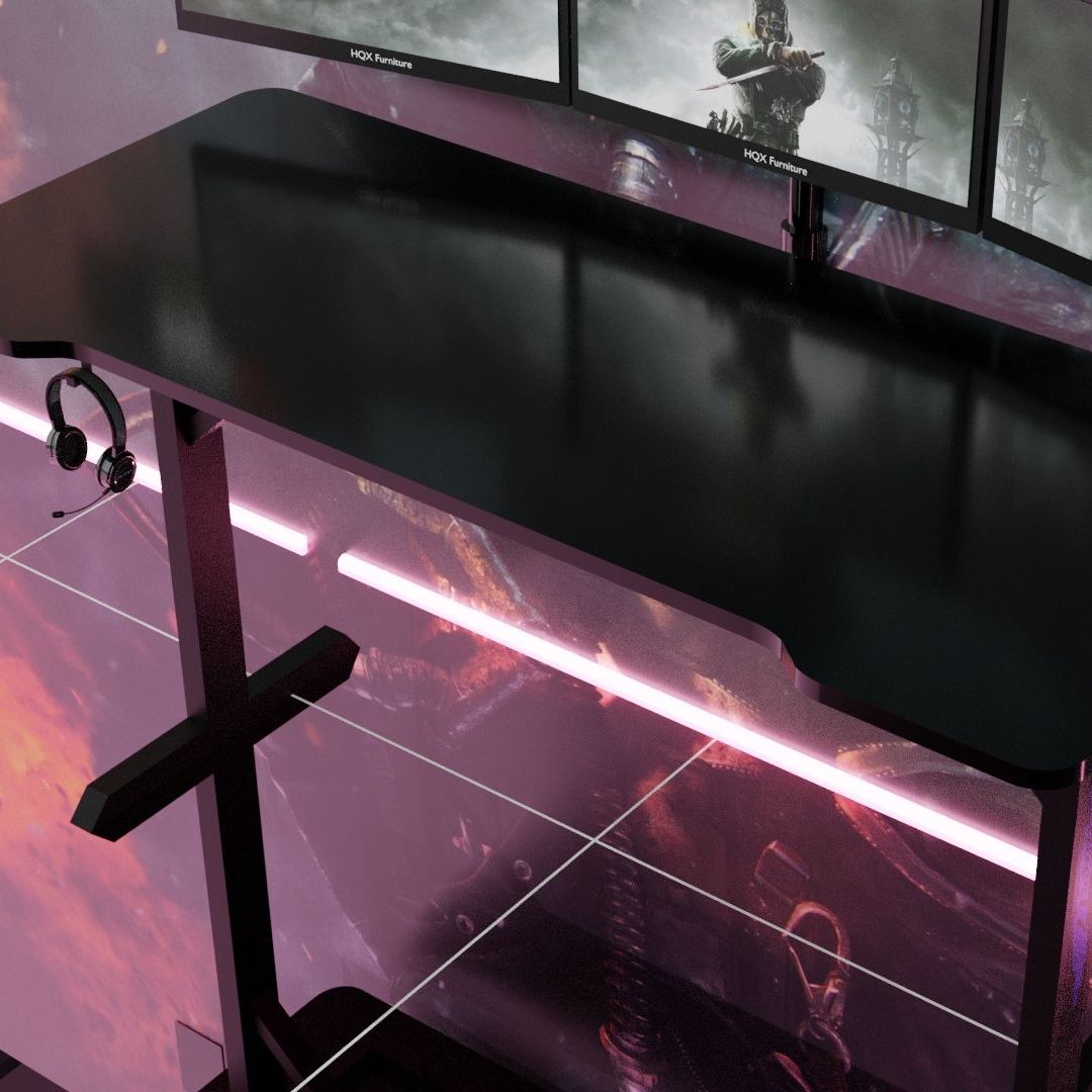 Black Gaming Table - Pc Gaming Table - Laptop Gaming Table - RGB Led ...