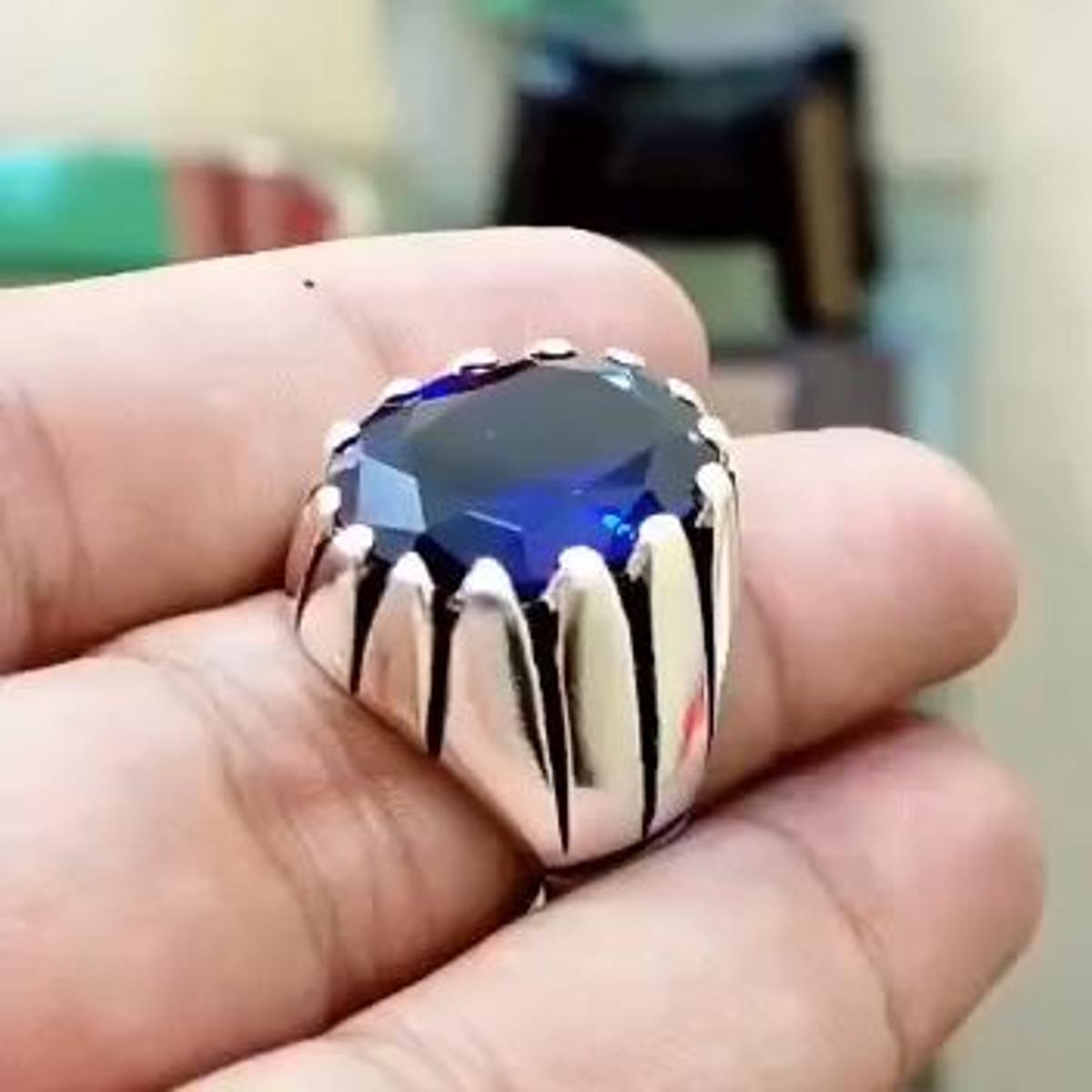 Original Neelam Stone Pure 925 Silver / Chandi Ring | Daraz.pk